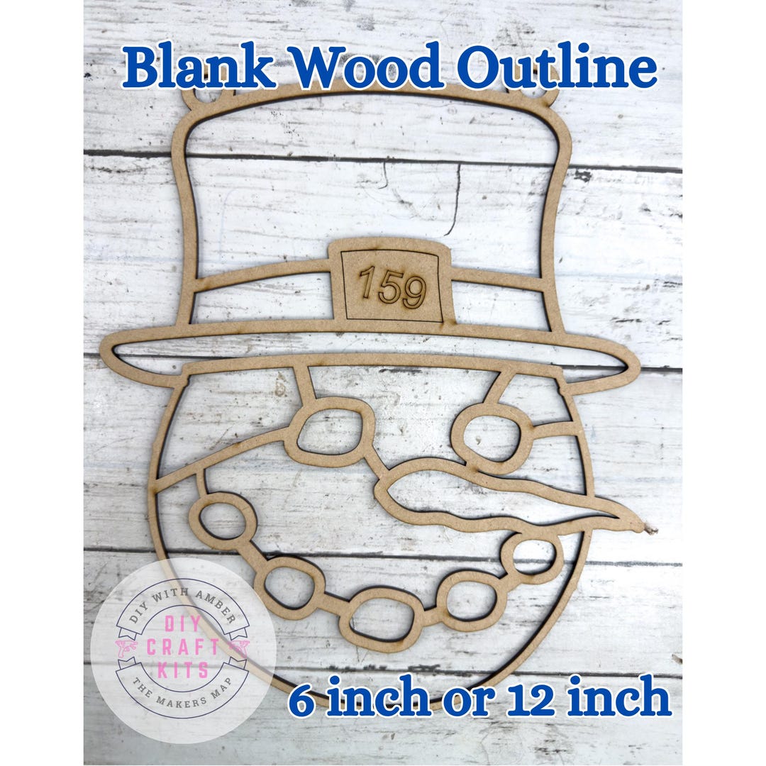 Unfinished Style 159 Snowman Face Laser Cut Wood Outline Blank DIY ...
