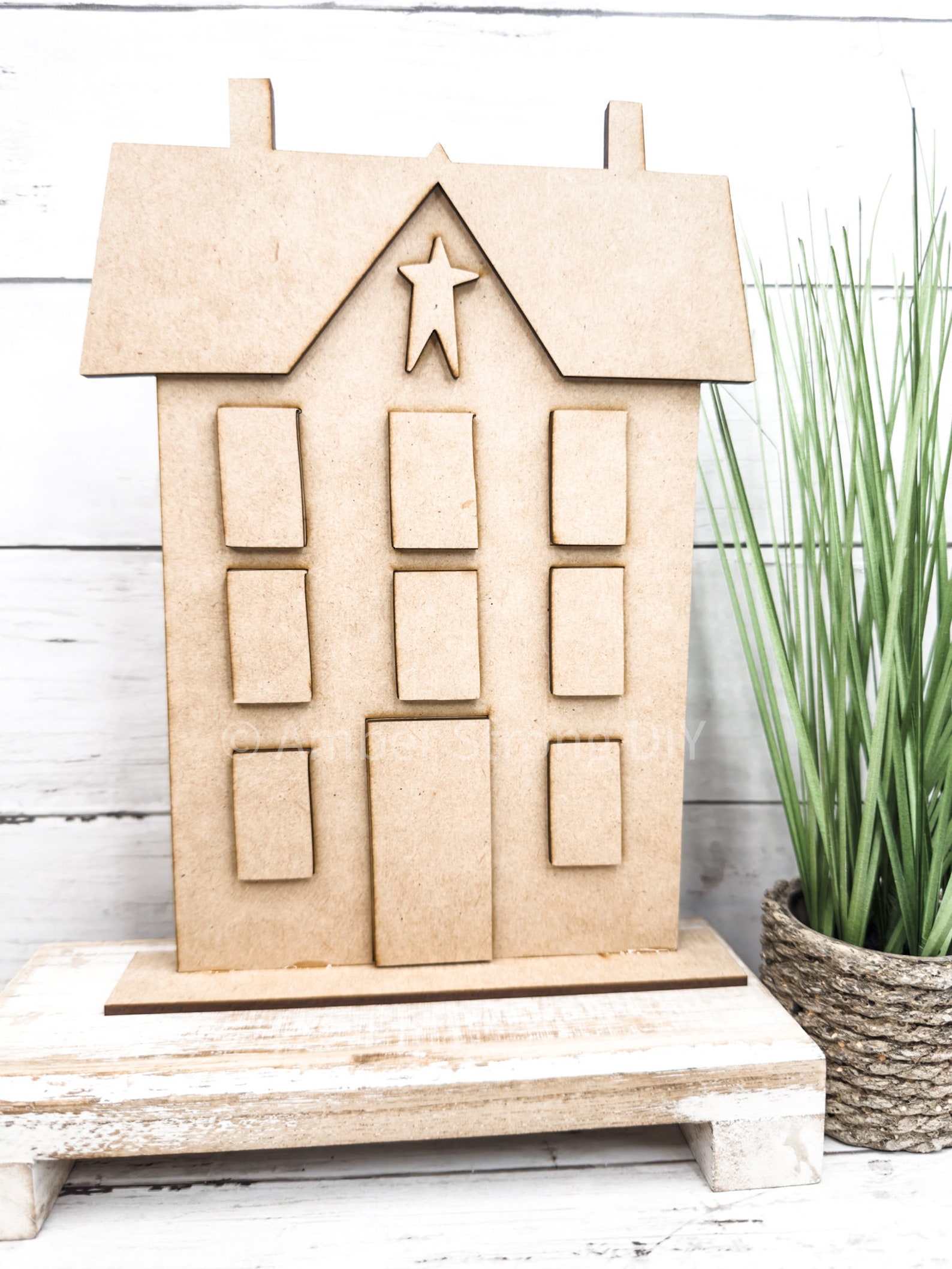 8 Window Saltbox House Shelf Sitter DIY Kit | Primitive House ...