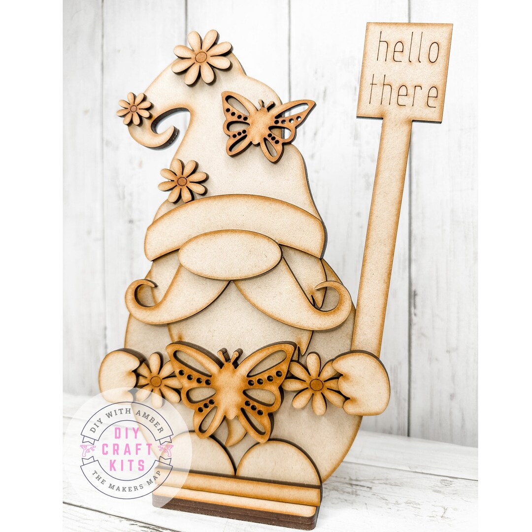 Standing Butterfly Gnome Spring DIY Kit 9x6 in Decorative Spring Gnome ...