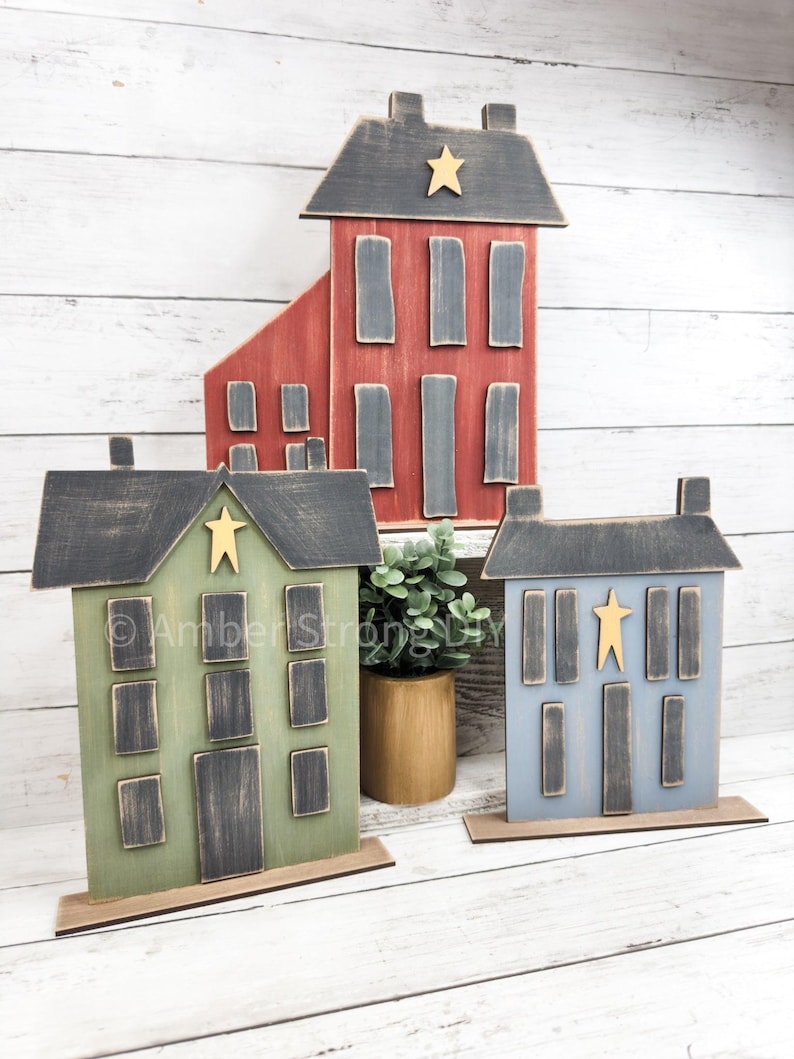 8 Window Saltbox House Shelf Sitter DIY Kit | Primitive House ...