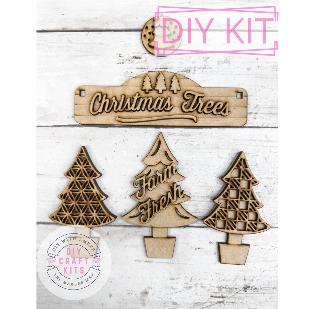 Christmas Trees Insert DIY Craft KIT Interchangeable Box Bases Xmas ...