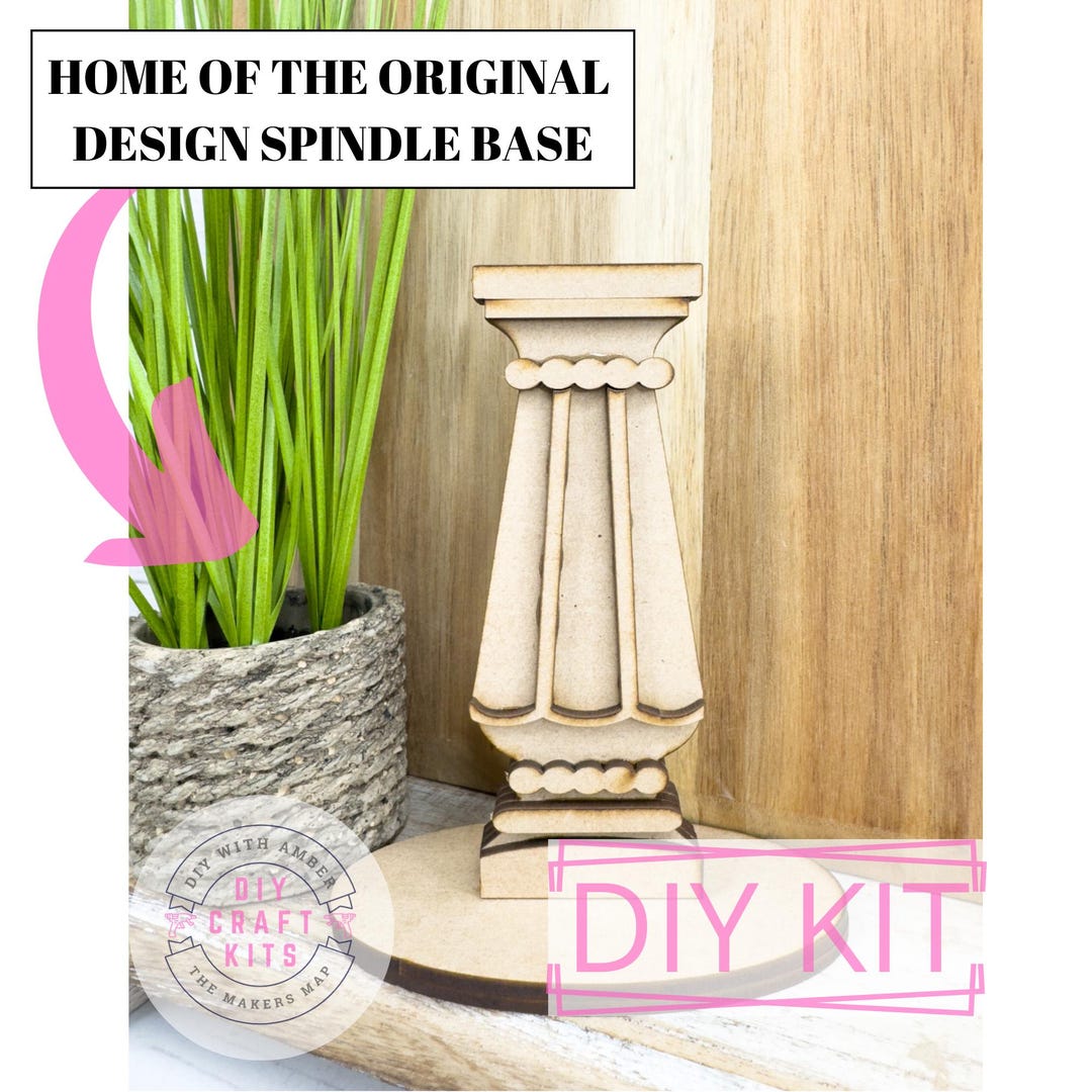Scalloped Interchangeable Spindle Post Base DIY Kit | Standard Size ...