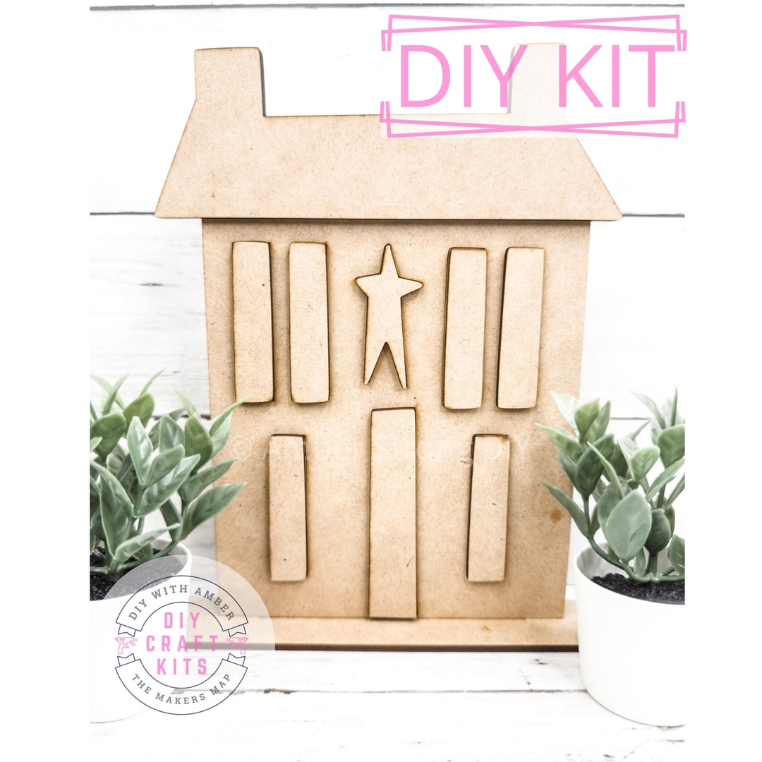 6 Window Saltbox House Shelf Sitter DIY Kit | Primitive Saltbox ...