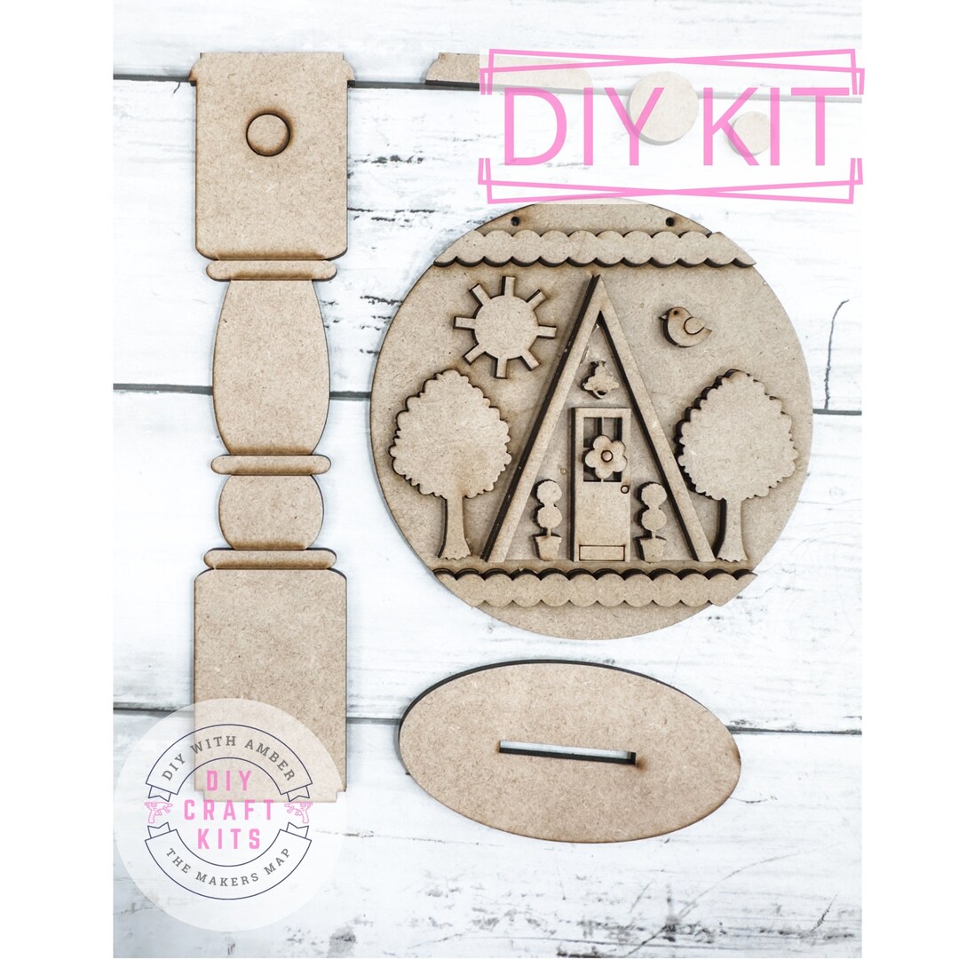 Cute Cabin 5 Inch Round Sign and Stand DIY Kit | Farmhouse Wall Decor ...