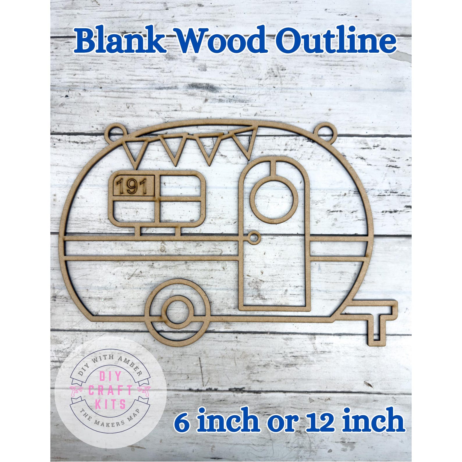 Unfinished Style 191 Camper Laser Cut Wood Outline Frame Blank DIY ...