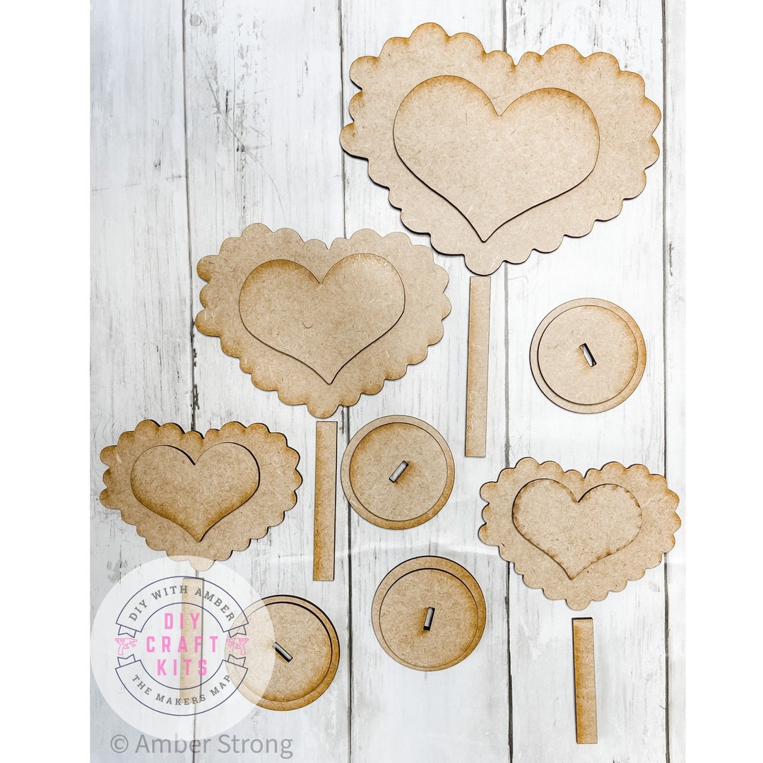 Scalloped Standing Hearts DIY Kit | Valentine's Day Shelf Sitters | V ...