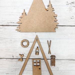 Cabin Ski Lodge Ornament DIY Craft Kit Unfinished Wood Blank | Single ...