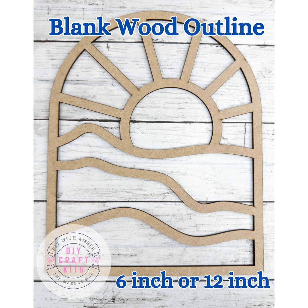Unfinished Style 57 Arch Sun Scene Cut Wood Outline Frame Blank DIY ...