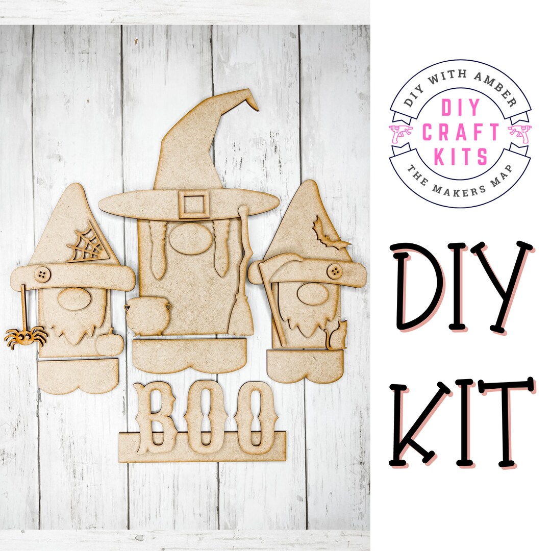 Halloween Witch Gnomes DIY Craft Kit | Paint Your Own | Unfinished Wood ...