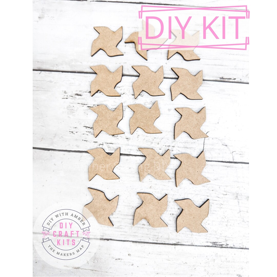 Mini Pin Wheels Wood Shapes Set | Pin Wheel Silhouette | Geometric ...