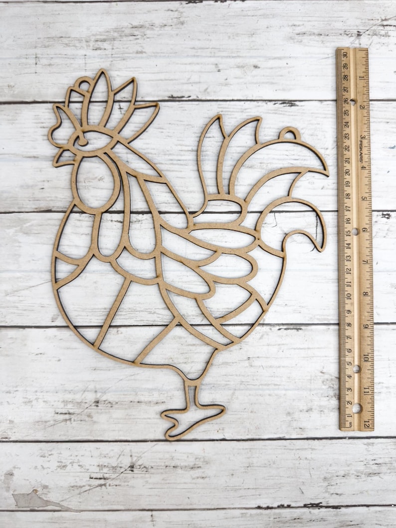 Unfinished Style 55 Rooster Cut Wood Outline Frame Blank DIY | Farm ...