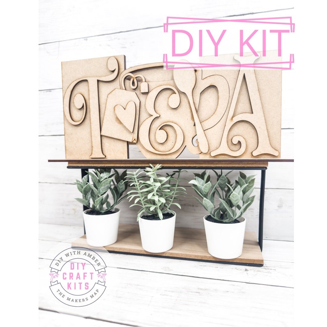 Tea Shelf Sitter Sign DIY Kit | Kitchen Counter Decor | Tea Sign DIY ...