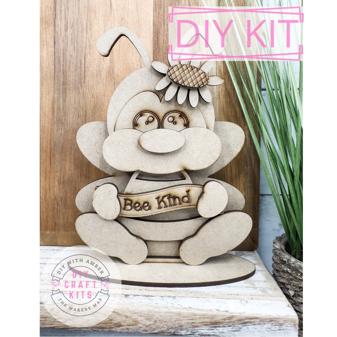 Cute Little Bee Kind Sitter DIY Kit | Shelf Sitter | Wooden Summer ...