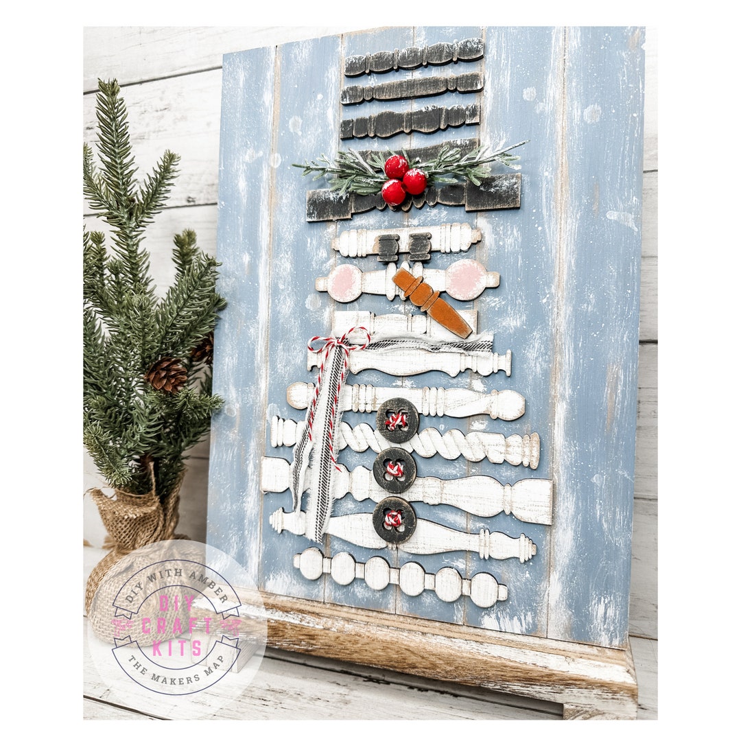 Spindle Snowman Crafting DIY Kit Unfinished Wood Craft Blanks Sign ...