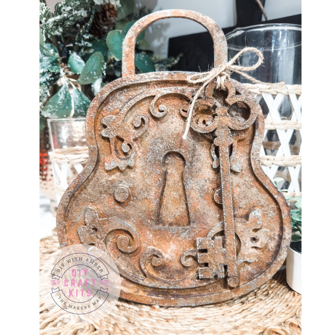 Antique Padlock and Key Sign DIY Kit | Vintage Home Decor Craft ...