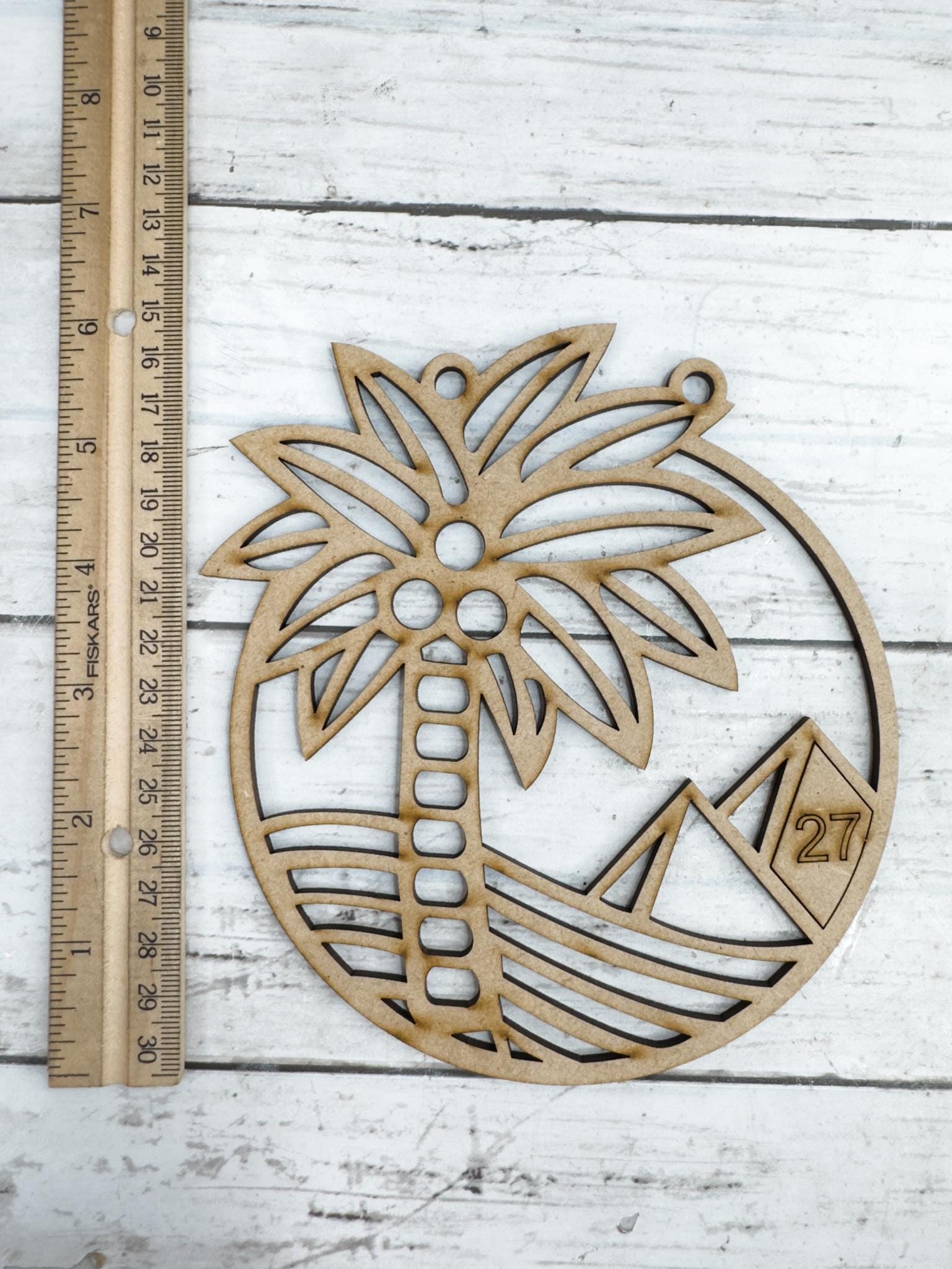 Unfinished Style 27 Round Palm Tree Mountains Cut Wood Outline Frame ...