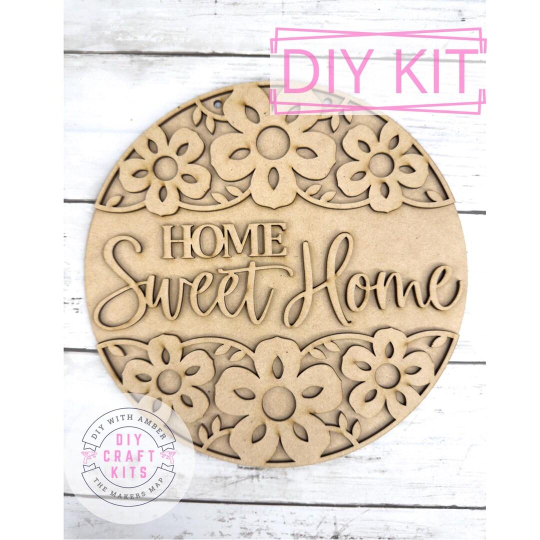 9 in Round Home Sweet Home Floral Sign DIY Kit | Hanging Spring ...
