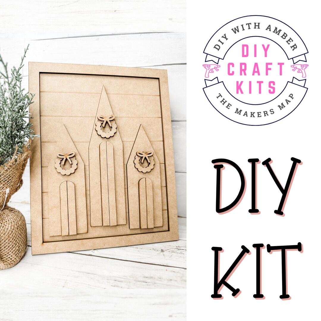 Framed Mini Churches Sign Crafting DIY Kit | Unfinished Wood Craft ...