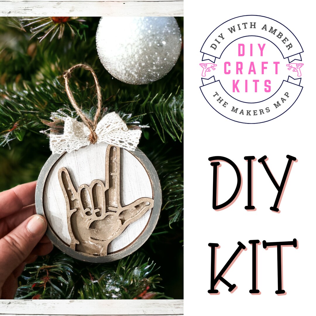 ASL Sign Language Hand I Love You Ornament DIY Craft Kit Unfinished ...