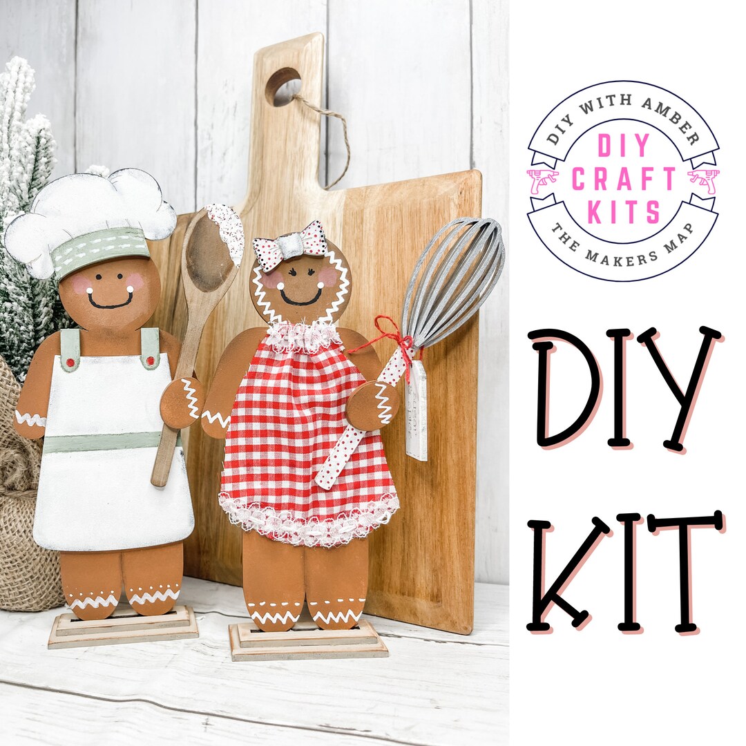 Gingerbread Boy and Girl DIY Kit Crafting | Unfinished Wood Craft ...