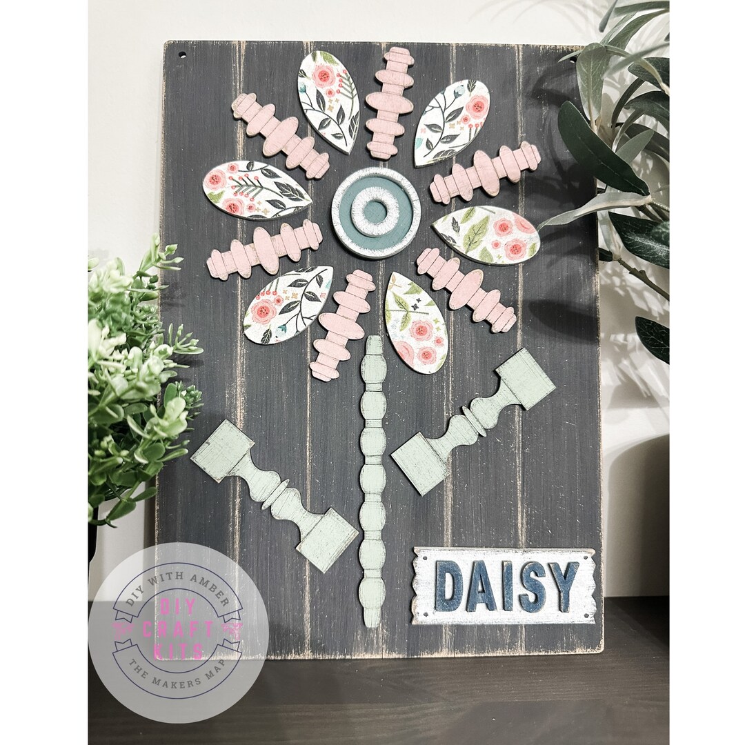 Spring Spindle Daisy DIY Kit | Decorative Flower Craft | Wood Craft Kit ...