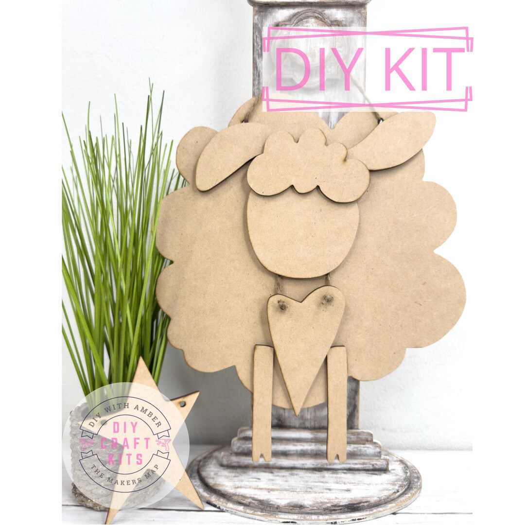 Fluffy Primitive Sheep Hanging DIY Kit | Spring Sheep Decor | Hanging ...