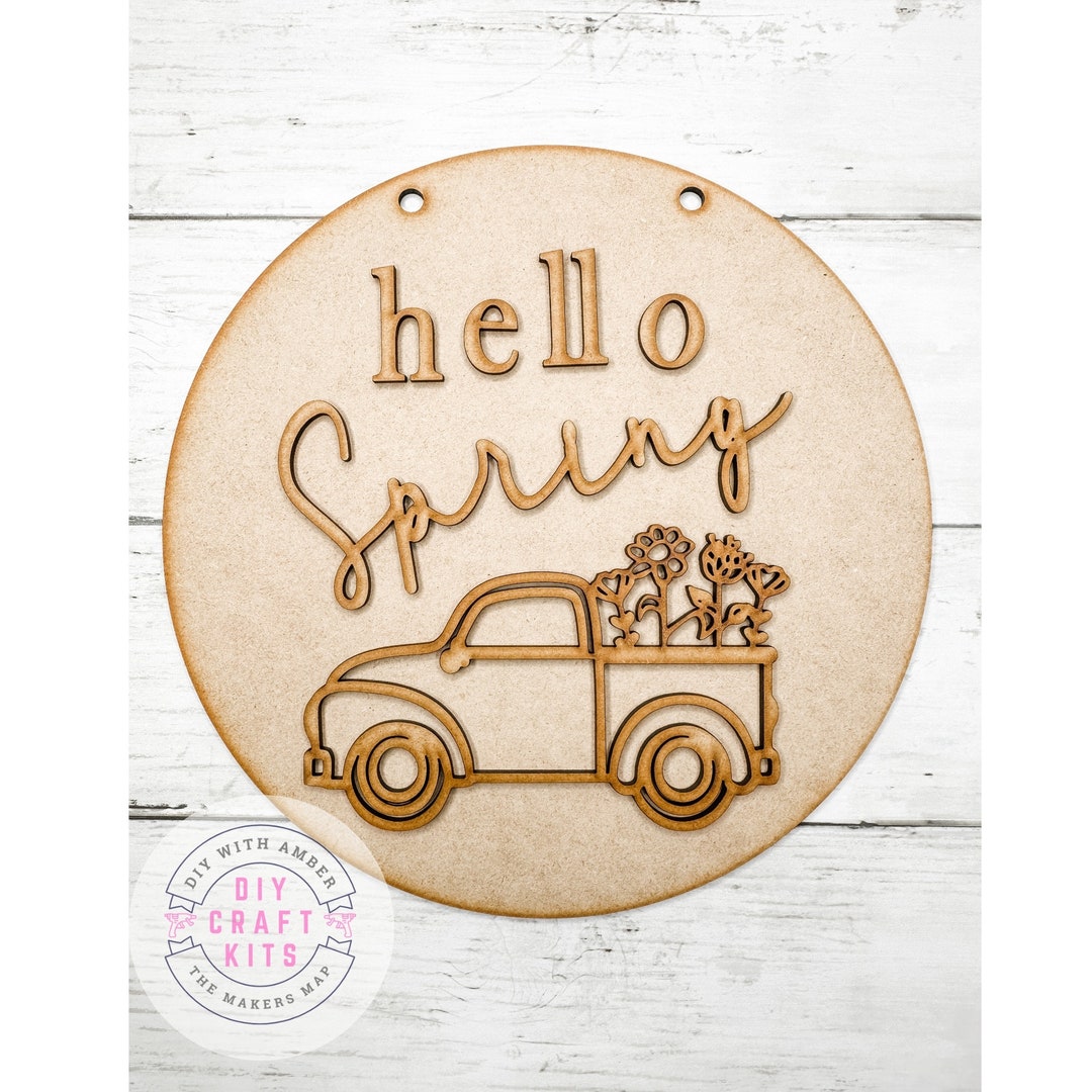 9 in Round Hello Spring Sign DIY Kit | Spring Wreath Attachment | Door ...