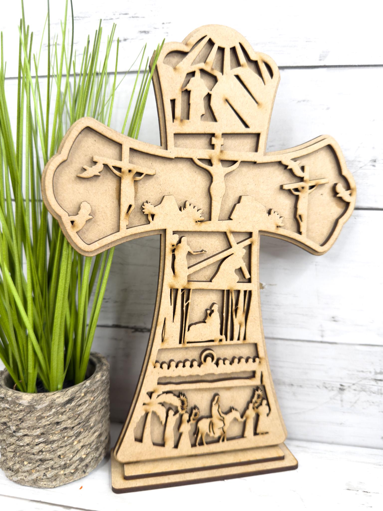 Story of Jesus Cross DIY Kit | Wooden Blank Cross | Religious Easter ...