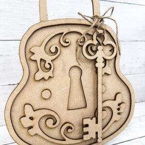 Antique Padlock and Key Sign DIY Kit | Wooden Craft Unfinished Wood ...