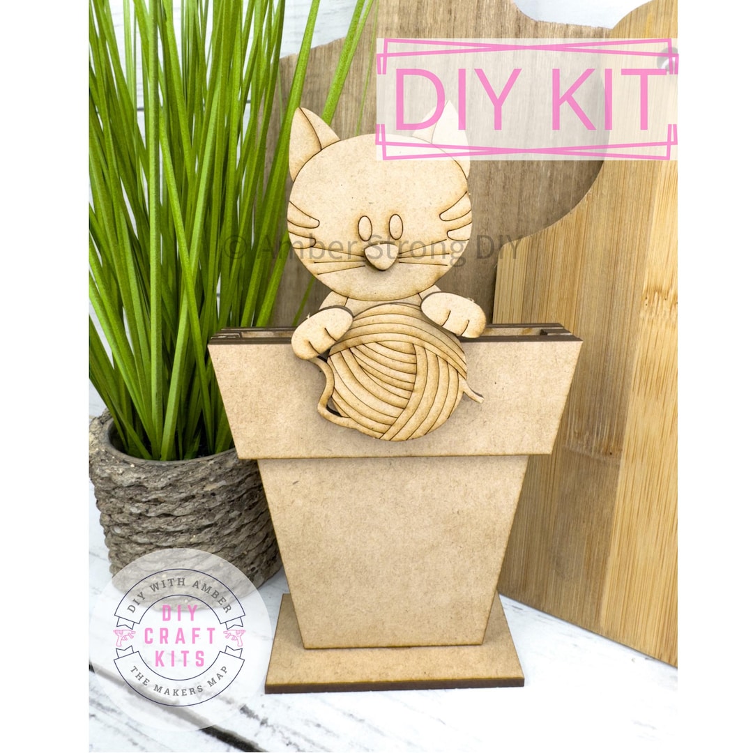 Cat With Yarn Hugger DIY Craft Kit | Cat Lover Gift | Cat Mom Decor ...