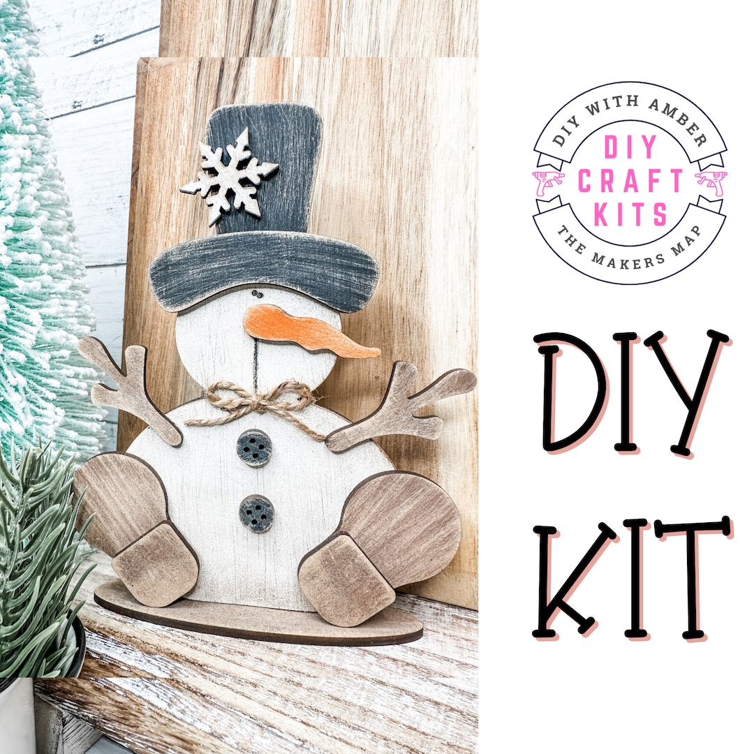 Cute Little Snowman DIY Craft Kit | Unfinished Wood Craft Blanks ...