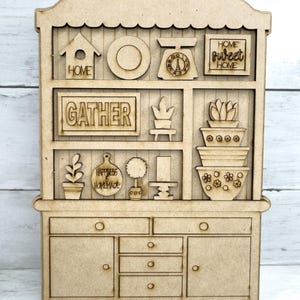 Mini Fancy Farmhouse Kitchen Hutch DIY Craft Kit | Decorative Wooden ...