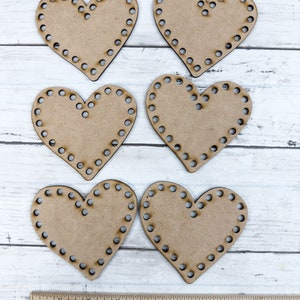 6 Lacing Cross Stitch Hearts Cut Outs DIY Kit | Blank Valentine Hearts ...