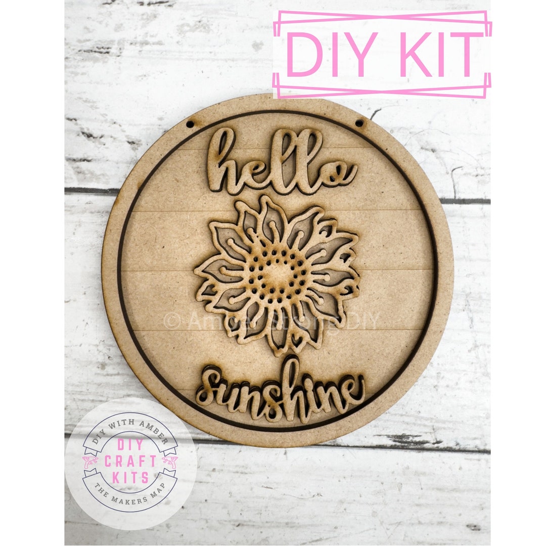 Hello Sunshine 5 in Round Sign DIY Kit | Sunflower Decor | Neutral ...