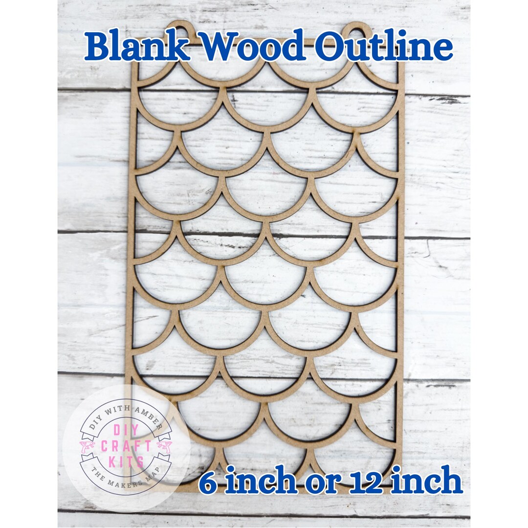 Unfinished Style 70 Mermaid Scales Cut Wood Outline Frame Blank DIY ...