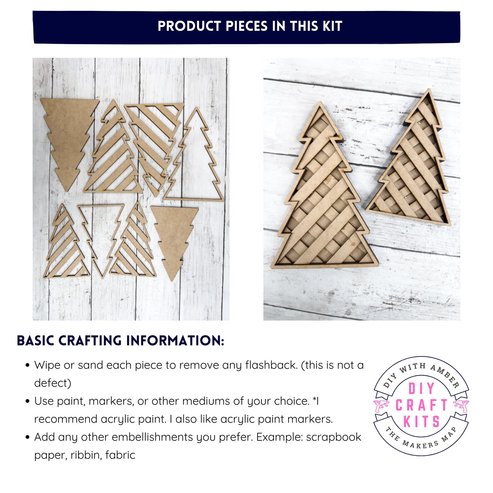 Lattice Christmas Trees DIY Craft Kit | Wooden Farmhouse Rustic Xmas ...