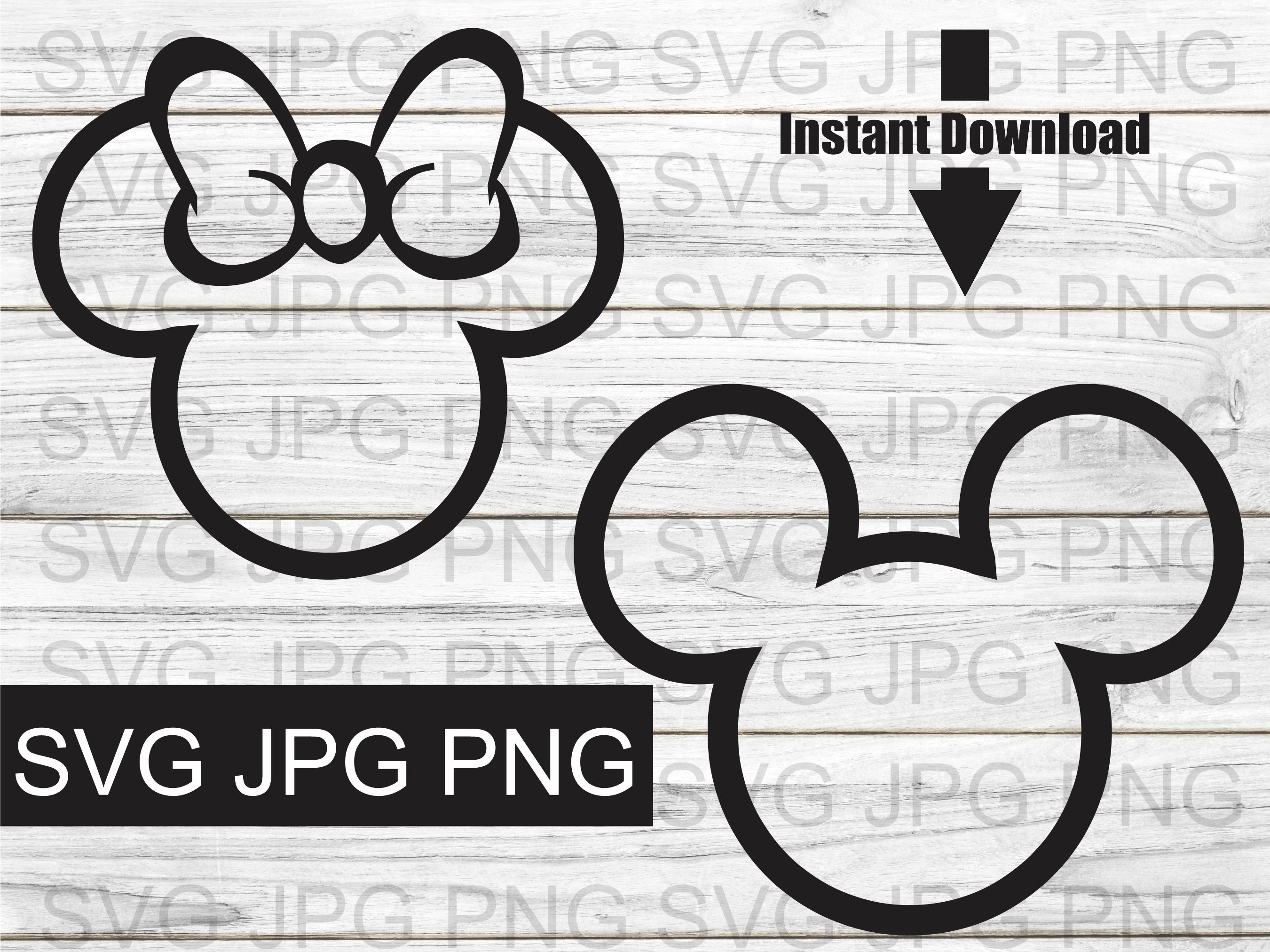 Mouse Ears Outline and Mouse Bow SVG Vector File - Etsy