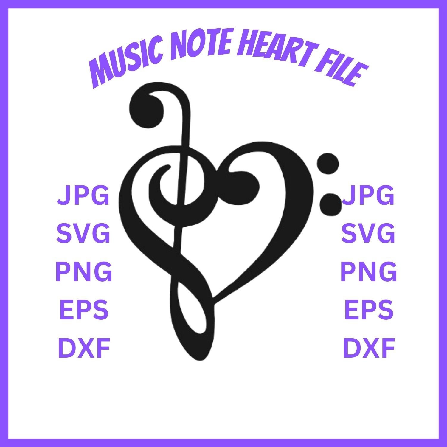 Music Note Heart File Instant Download PNG, SVG, JPG, Eps, Dxf - Etsy