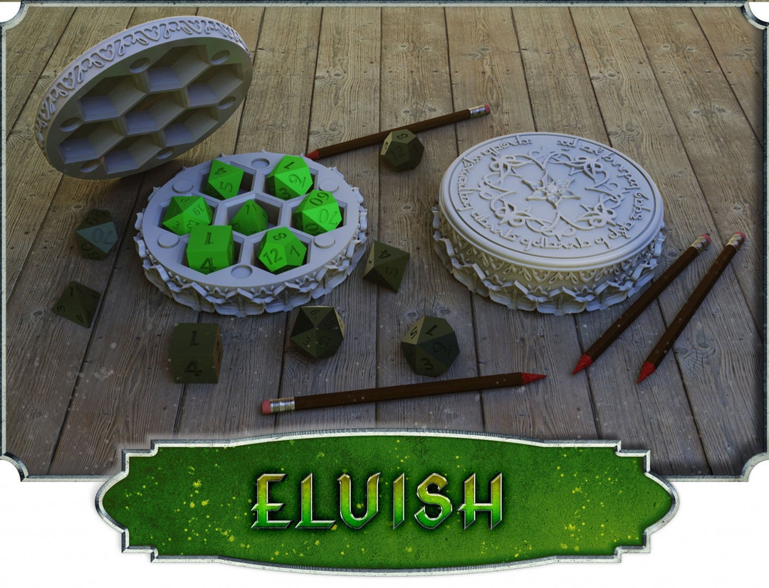 Elvish Themed Dice Case for Dnd and Tabletop RPG Board Games Die Holder ...