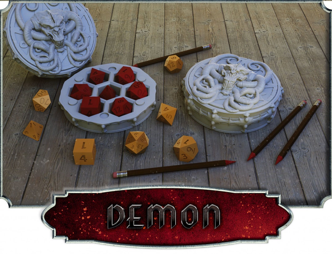 Demon Themed Dice Case for Dnd and Tabletop RPG Board Games Die Holder ...