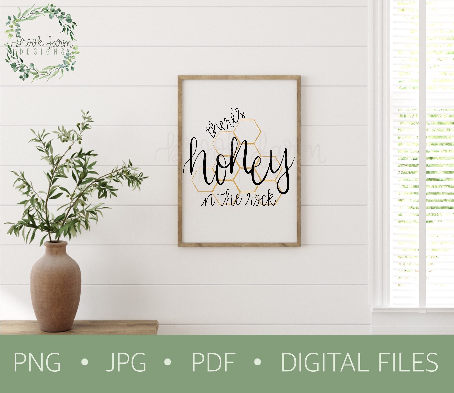 Digital Design Honey in the Rock Psalm 81:16 Bible Verse Hand Lettered ...