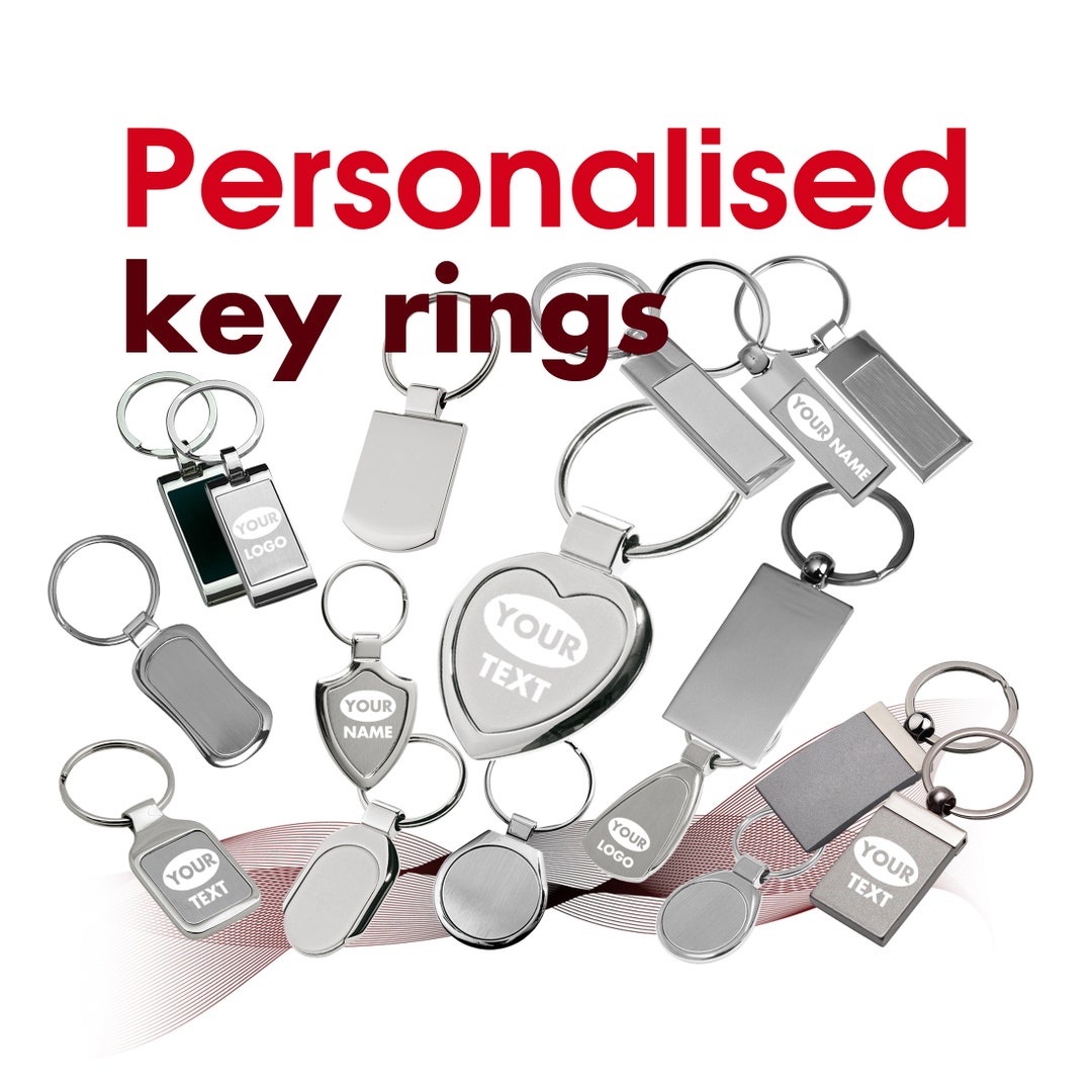 Personalised Keyring Engraved With Custom Text/logo ** Heart Crest Oval ...