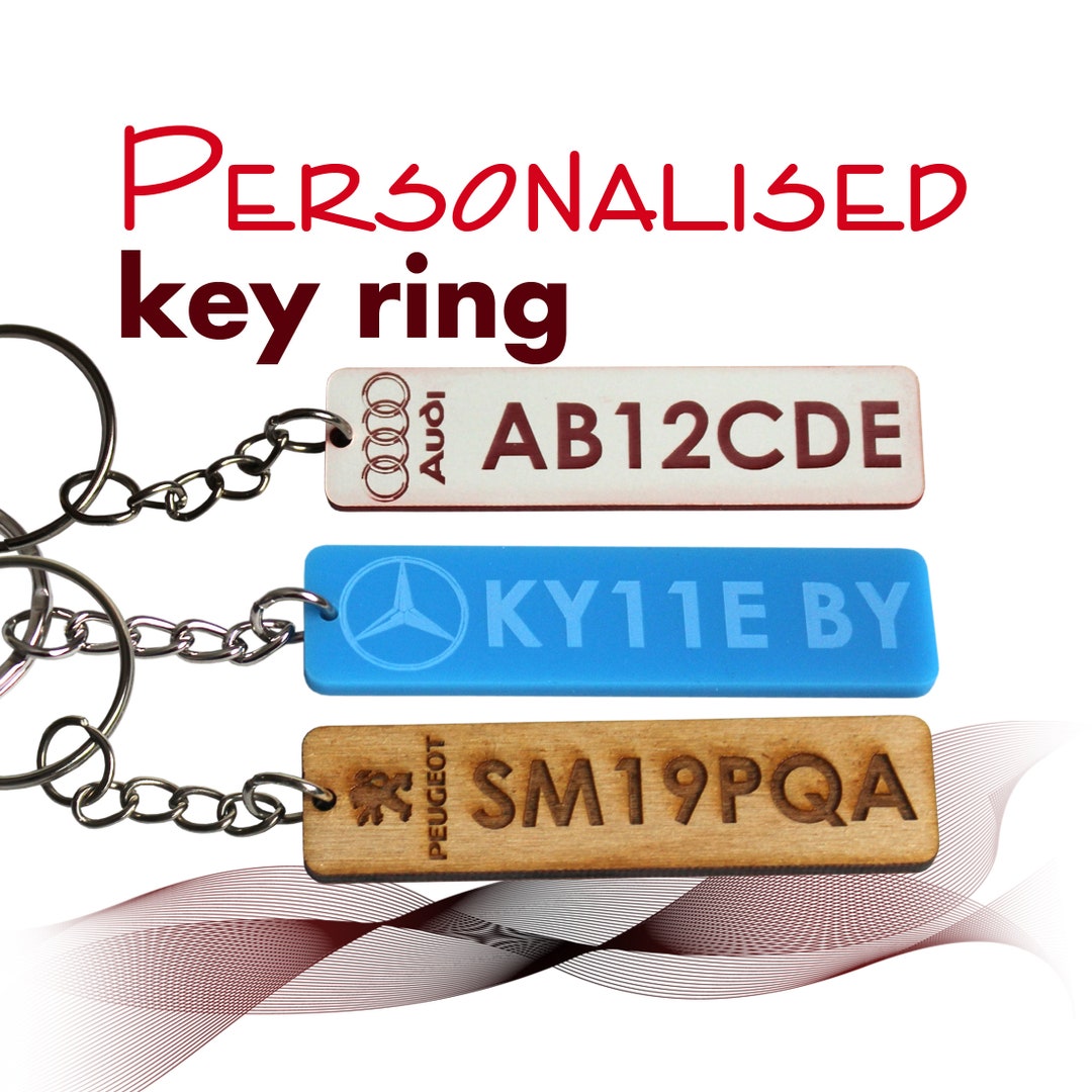 Customisable Custom Keyring Car Number Registration Reg Plate Keychain ...