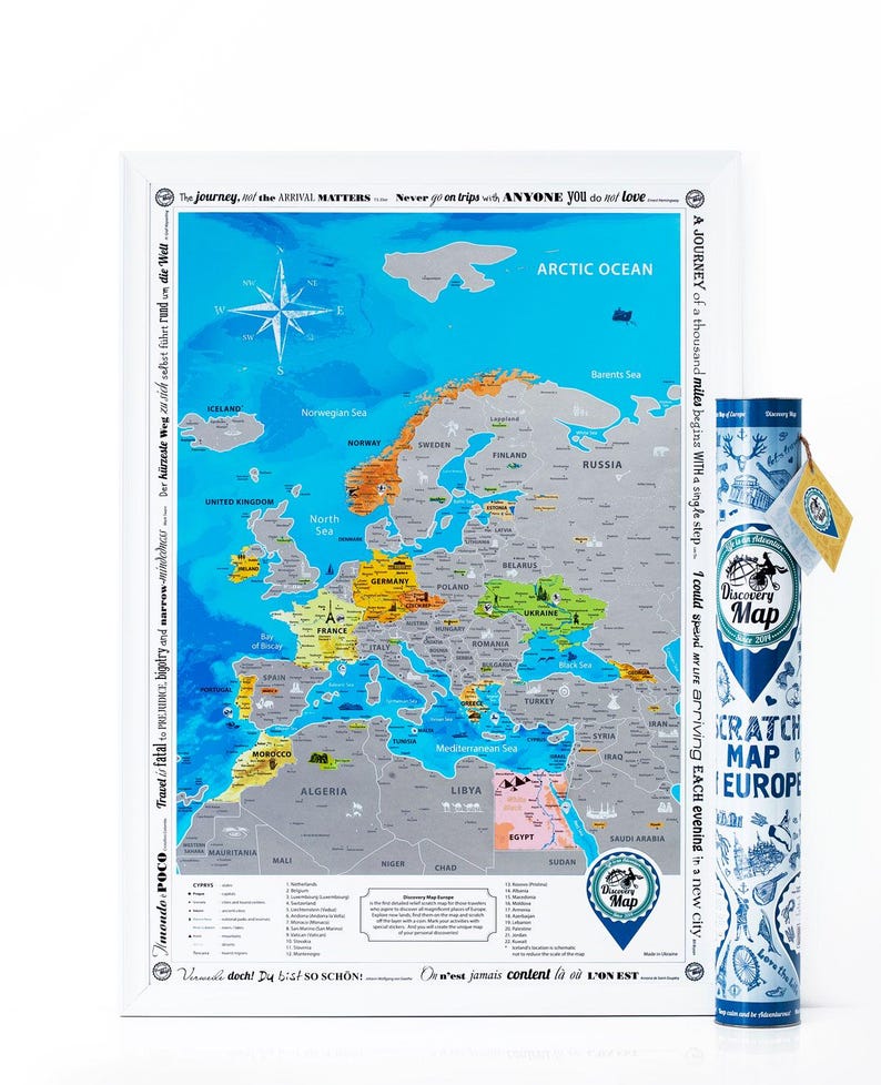 Europe Scratch-off Map 68 X 48 Cm With Countries, Cities, and Sights ...