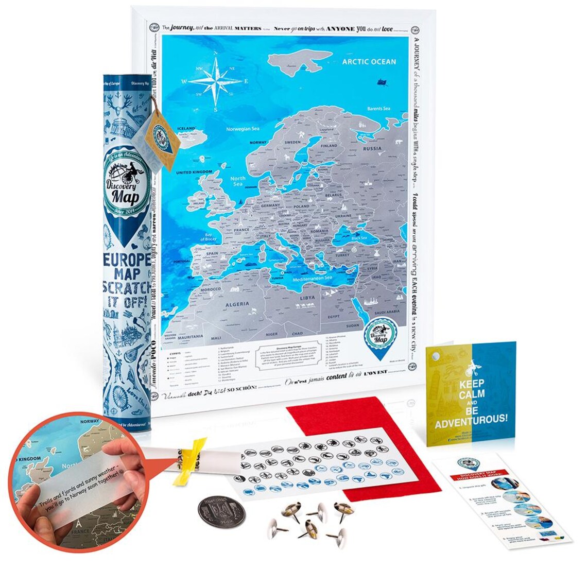 Europe Scratch-off Map 68 X 48 Cm With Countries, Cities, and Sights ...