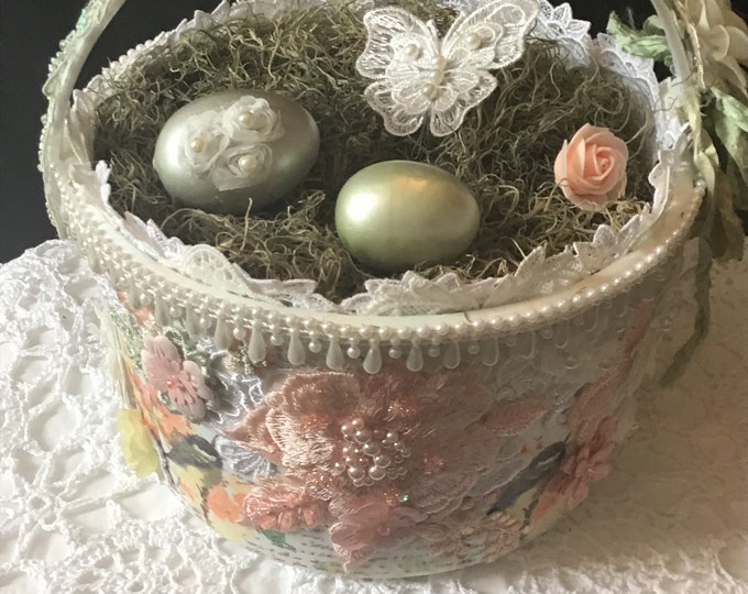 Basket, Easter, Easter Basket, Easter Centerpiece, Spring Decor, Flower ...