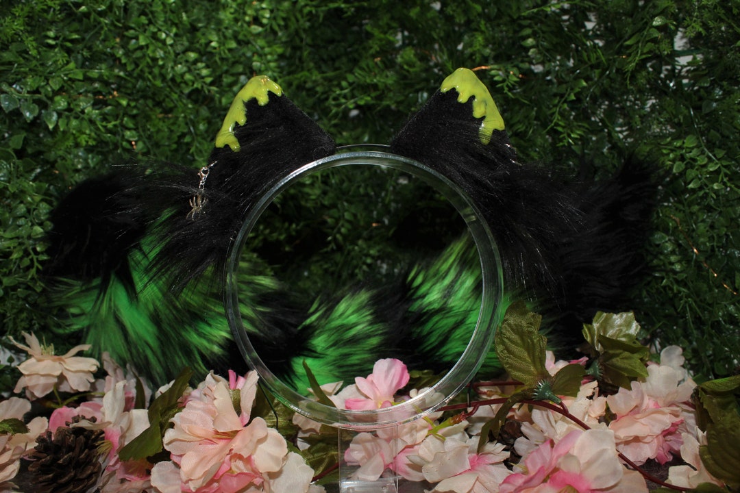 Spooky Green Slime Ear and Striped Tail Set - Etsy
