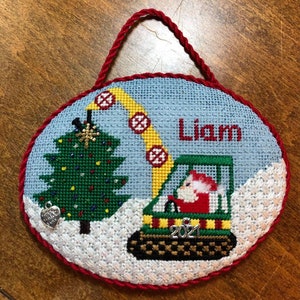 Santa on His Crane Handpainted Needlepoint Ornament - Etsy