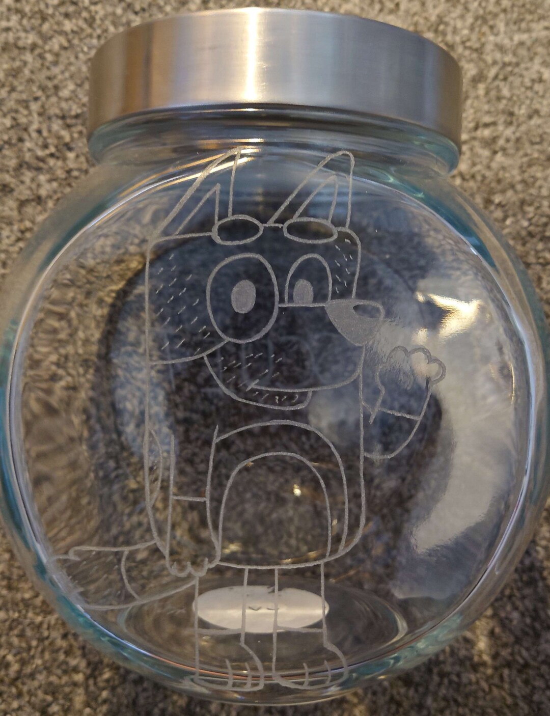 Bluey Themed Glass Engraved Biscuit Barrel - Etsy