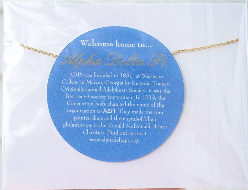 Alpha Delta Pi ADPI Mini Sorority Letter Necklace - Etsy
